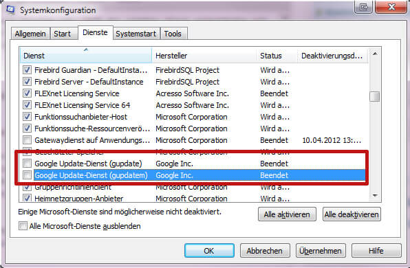 Google Update deaktivieren: Plugin (GUpdate) bringt aktuelle Version