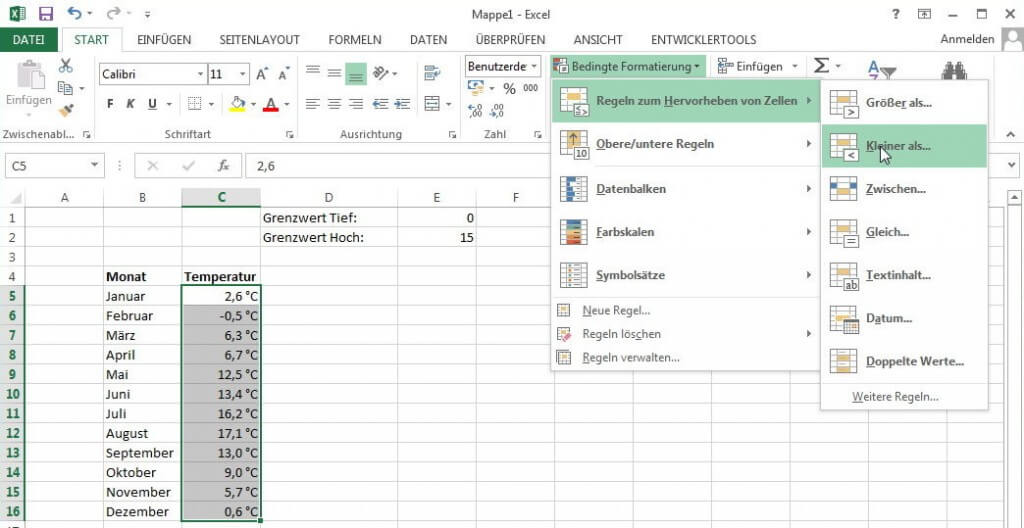Bedingte Formatierung in Excel: Hervorheben von Zellen [Excel Tutorial ...